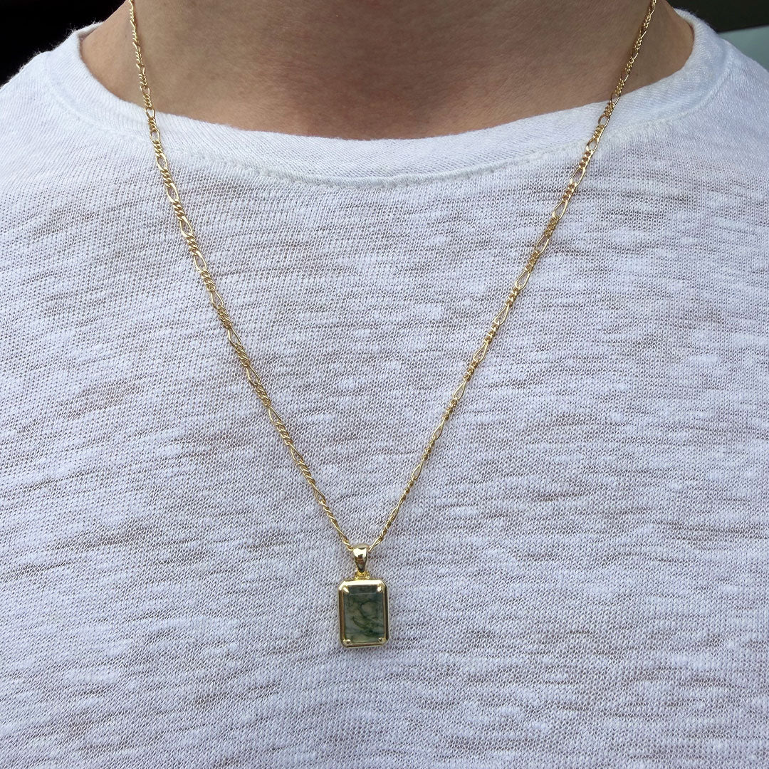 Gold Moss Agate Necklace – Serge DeNimes