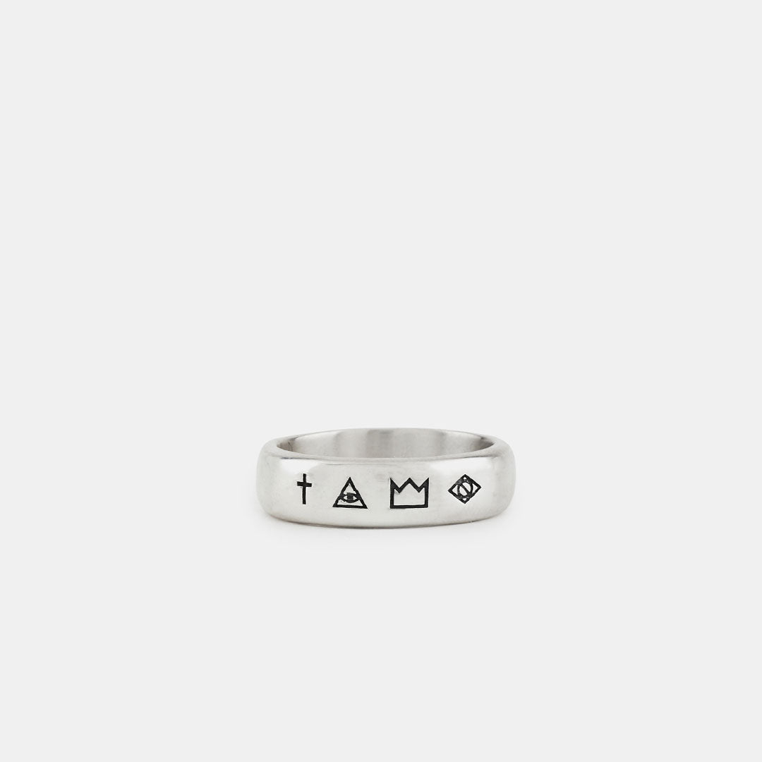 Silver 4 Symbols Ring – Serge DeNimes